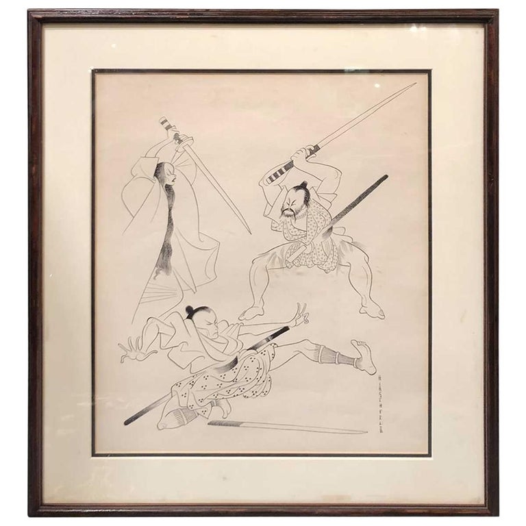 Al Hirschfeld Samurai Lithograph Pre Nina For Sale at 1stDibs