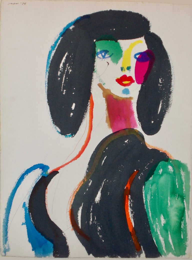 Al Ross (1911-2011) Colored Ink Portrait of a Woman For Sale at 1stDibs ...