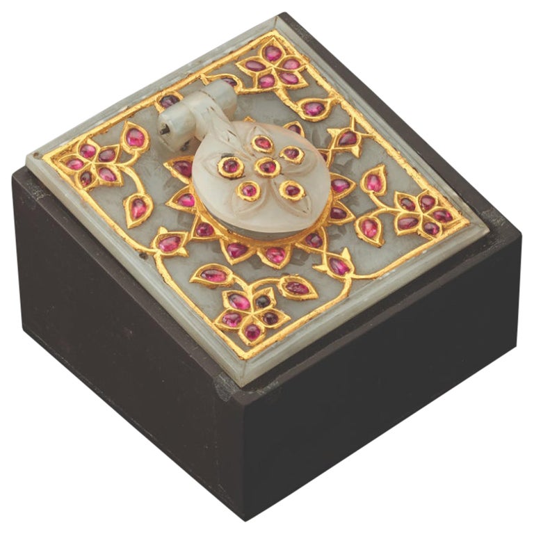 Al Thani Collection, a Mughal Indian Square White Jade Inkwell Cover ...