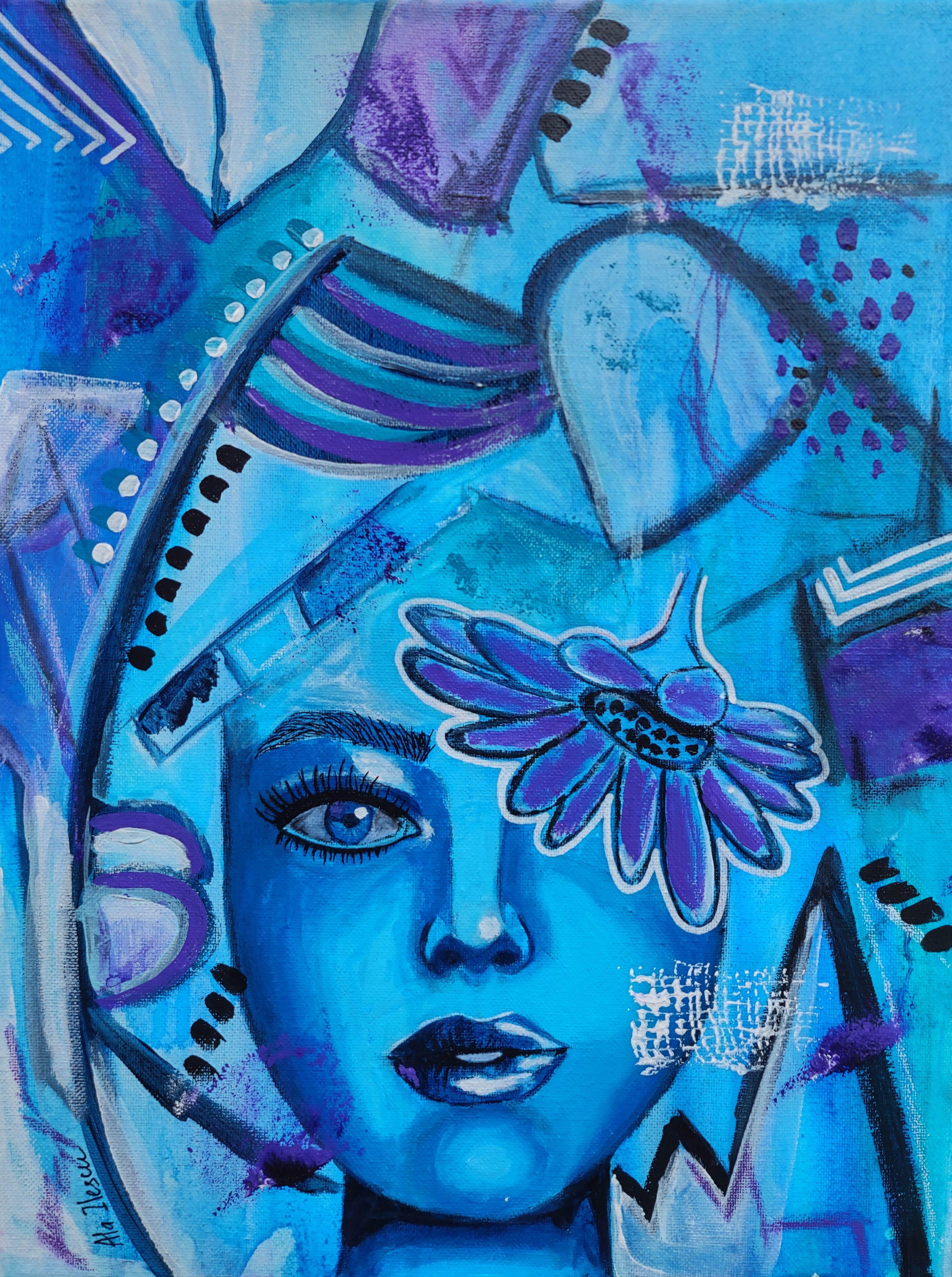 Ala Ilescu - Face of fear, Painting, Acrylic on Canvas For Sale at ...