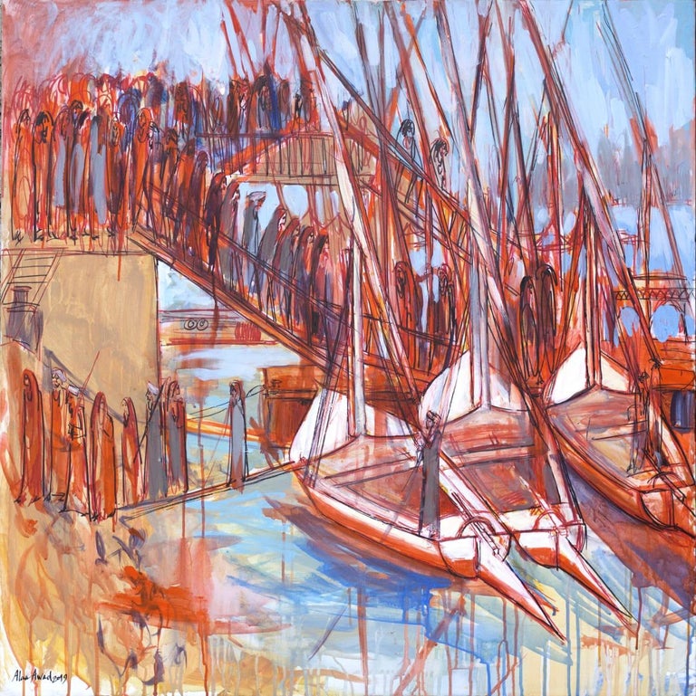 Alaa Awad - "Flucas" Acrylic Painting 39" x 39" inch by Alaa Awad For ...