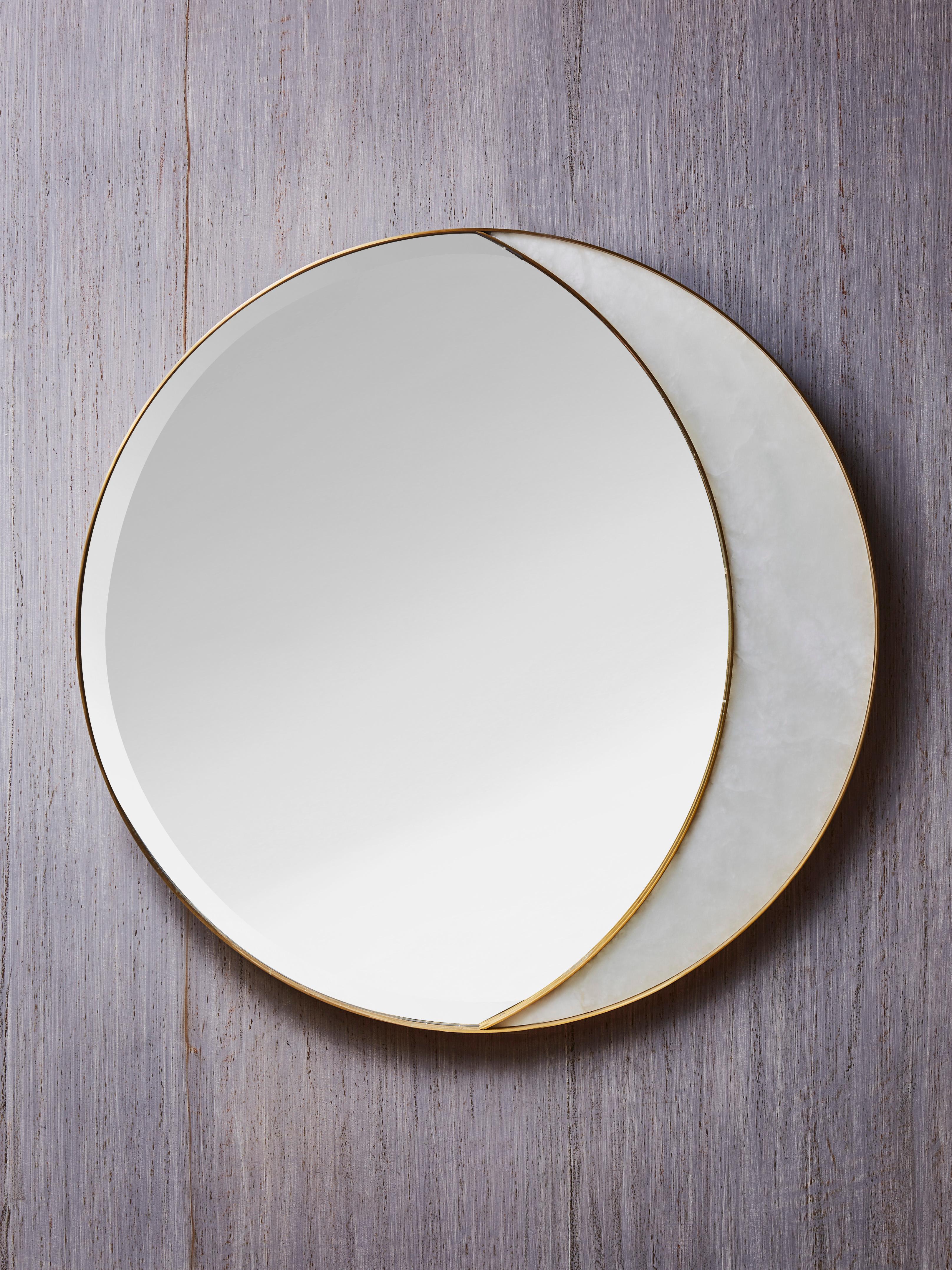 Alabaster and Brass Mirror by Studio Glustin at 1stDibs