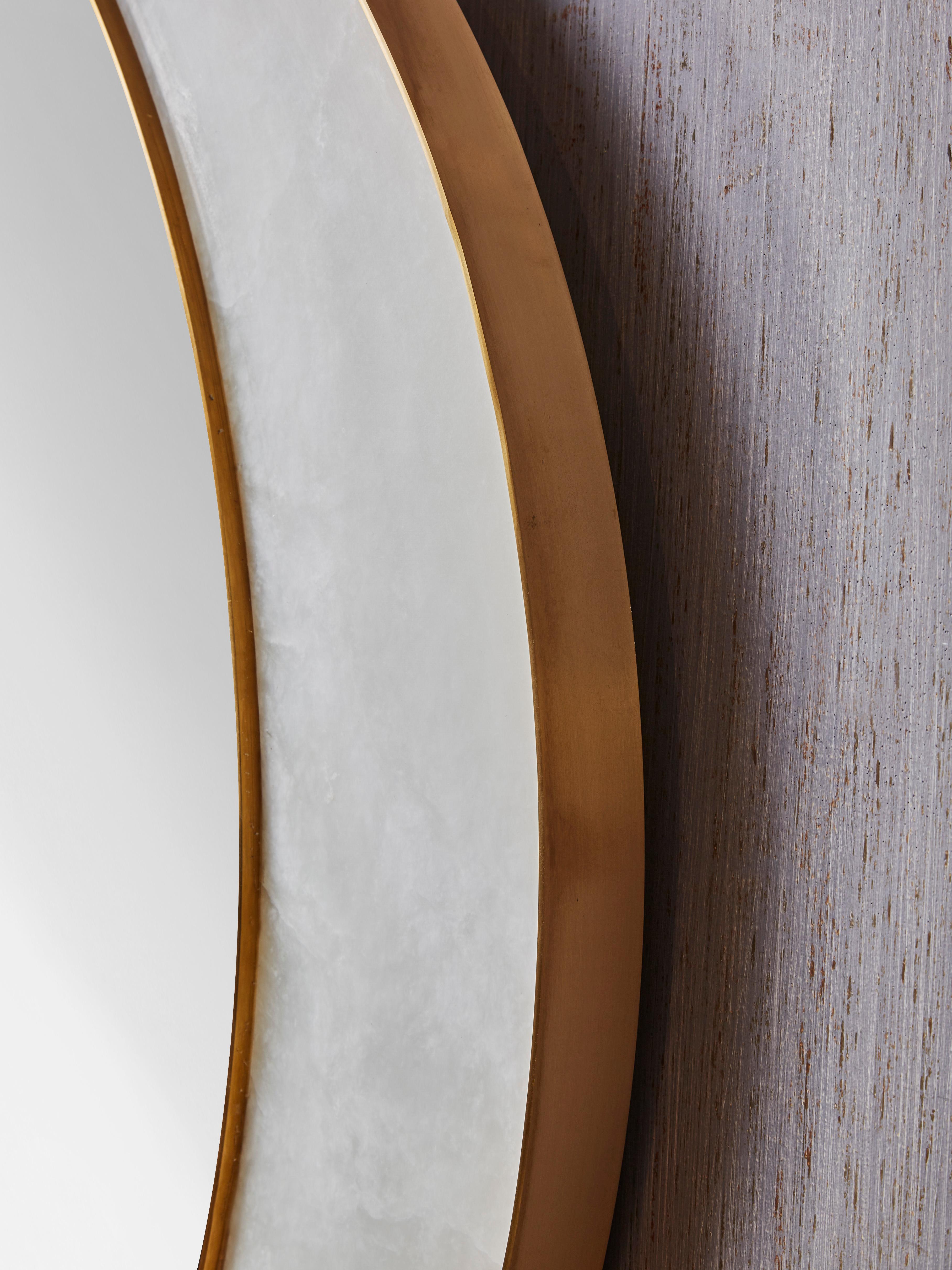 Alabaster and Brass Mirror by Studio Glustin at 1stDibs