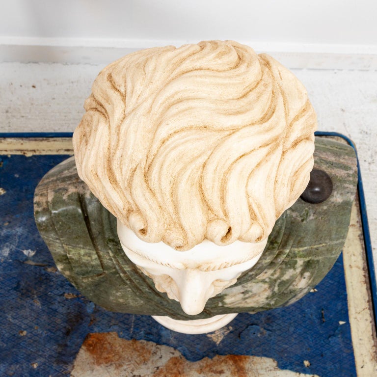 Alabaster and Green Marble Roman Figure Bust at 1stDibs