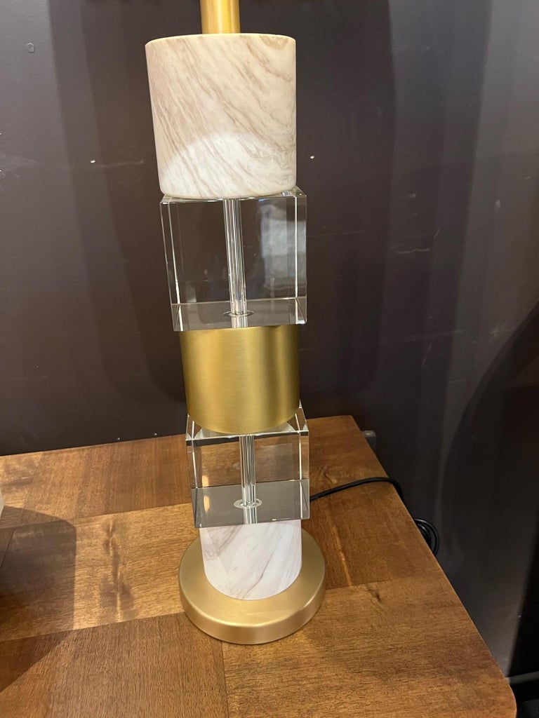 Alabaster and Lucite Pair Lamps, Netherlands, Contemporary For Sale at ...