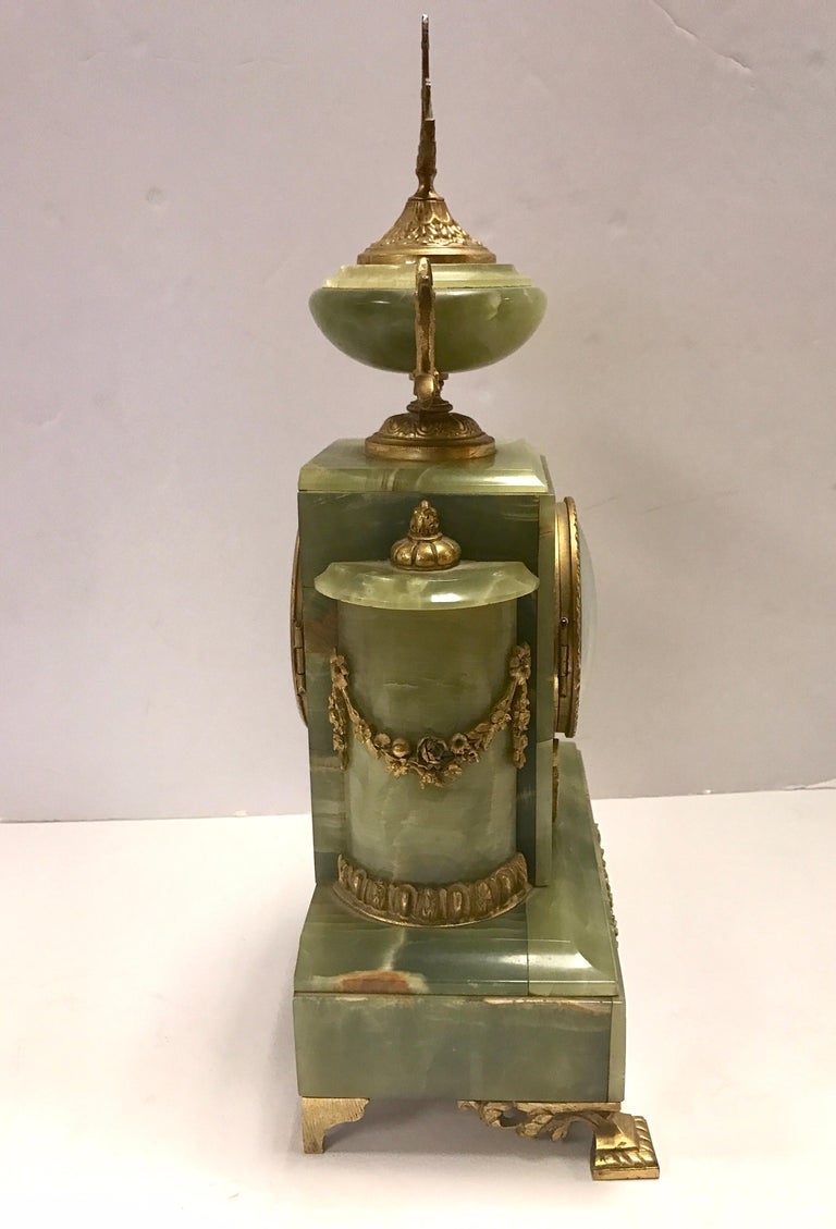 Onyx and Ormolu Bronze Three-Piece Garniture Set, Clock, Candelabras ...