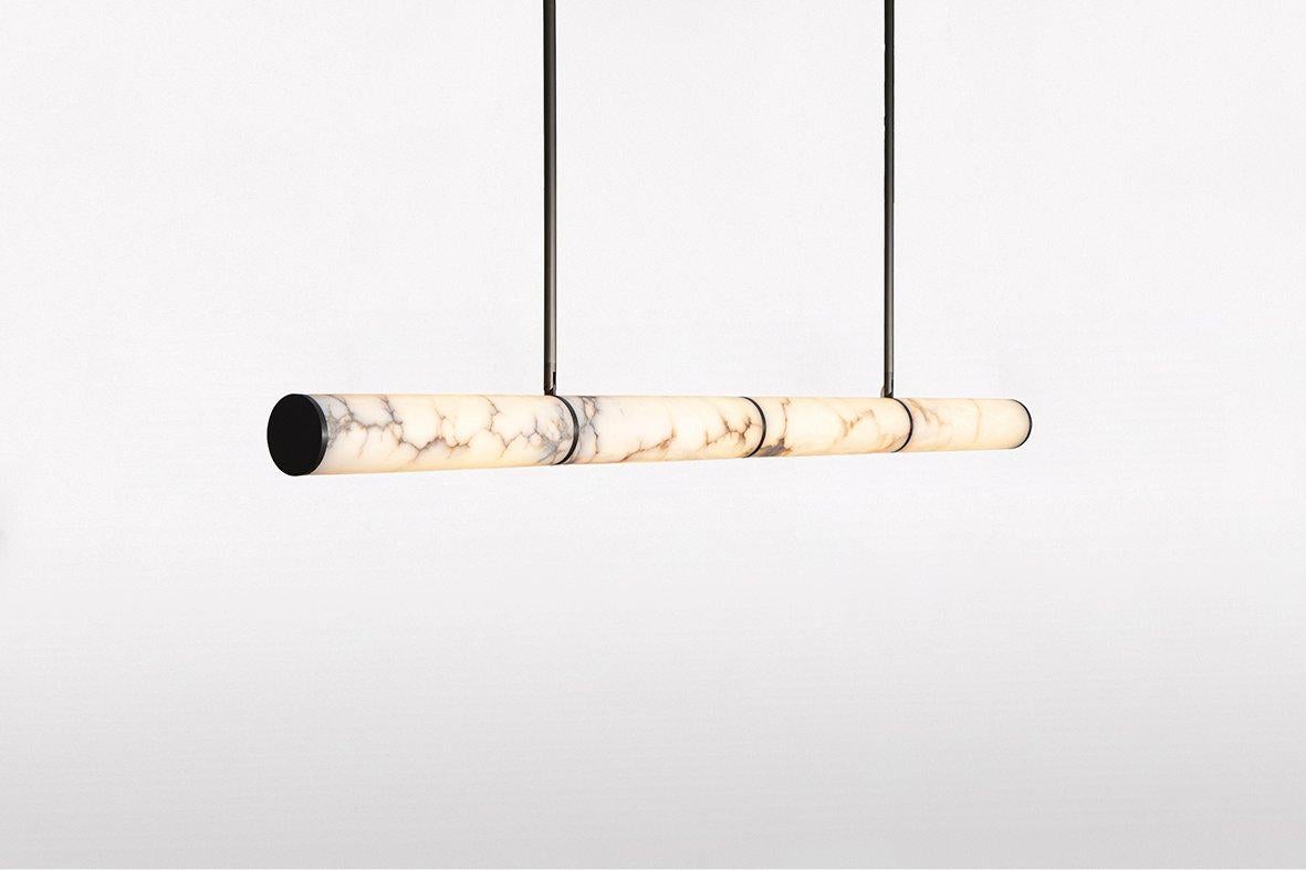 Alabaster and Patinated Brass Pendant, Orion 200 Horizontal by Garnier ...