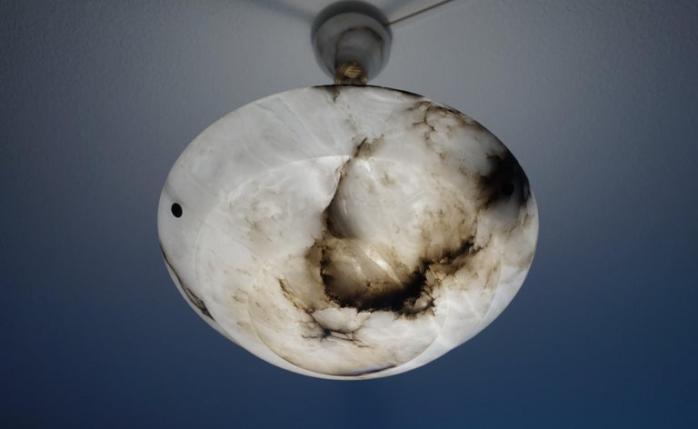 Alabaster Art Deco Pendant / Chandelier with 3 Layered Alabaster Shade ...