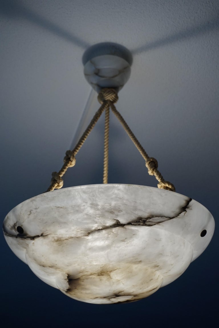 Alabaster Art Deco Pendant / Chandelier with 3 Layered Alabaster Shade ...