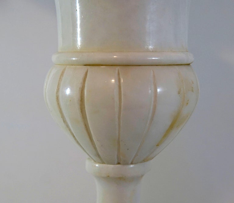 Alabaster Baluster Form 19th Century Table Lamp, Hand Carved For Sale ...