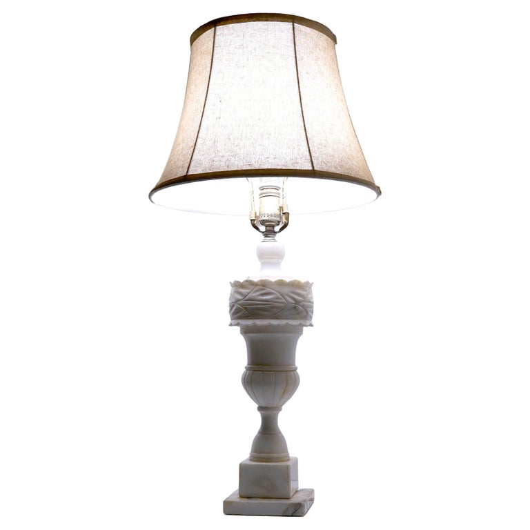 Alabaster Baluster Form 19th Century Table Lamp, Hand Carved For Sale ...