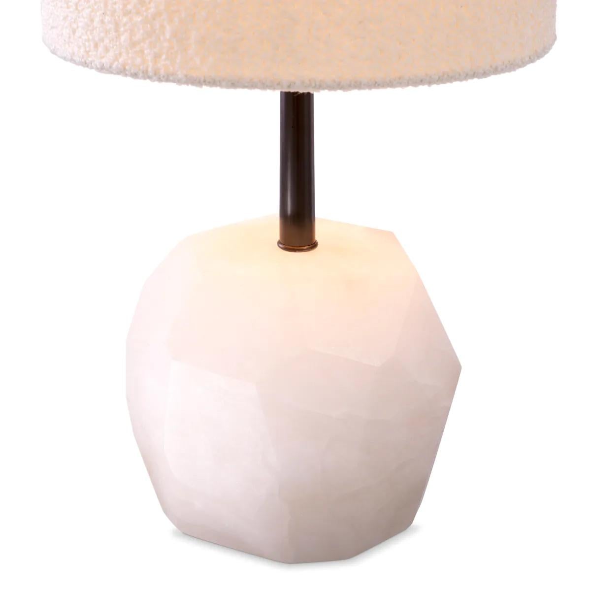 Alabaster base and bouclé lampshade table lamp, 21st Century For Sale ...
