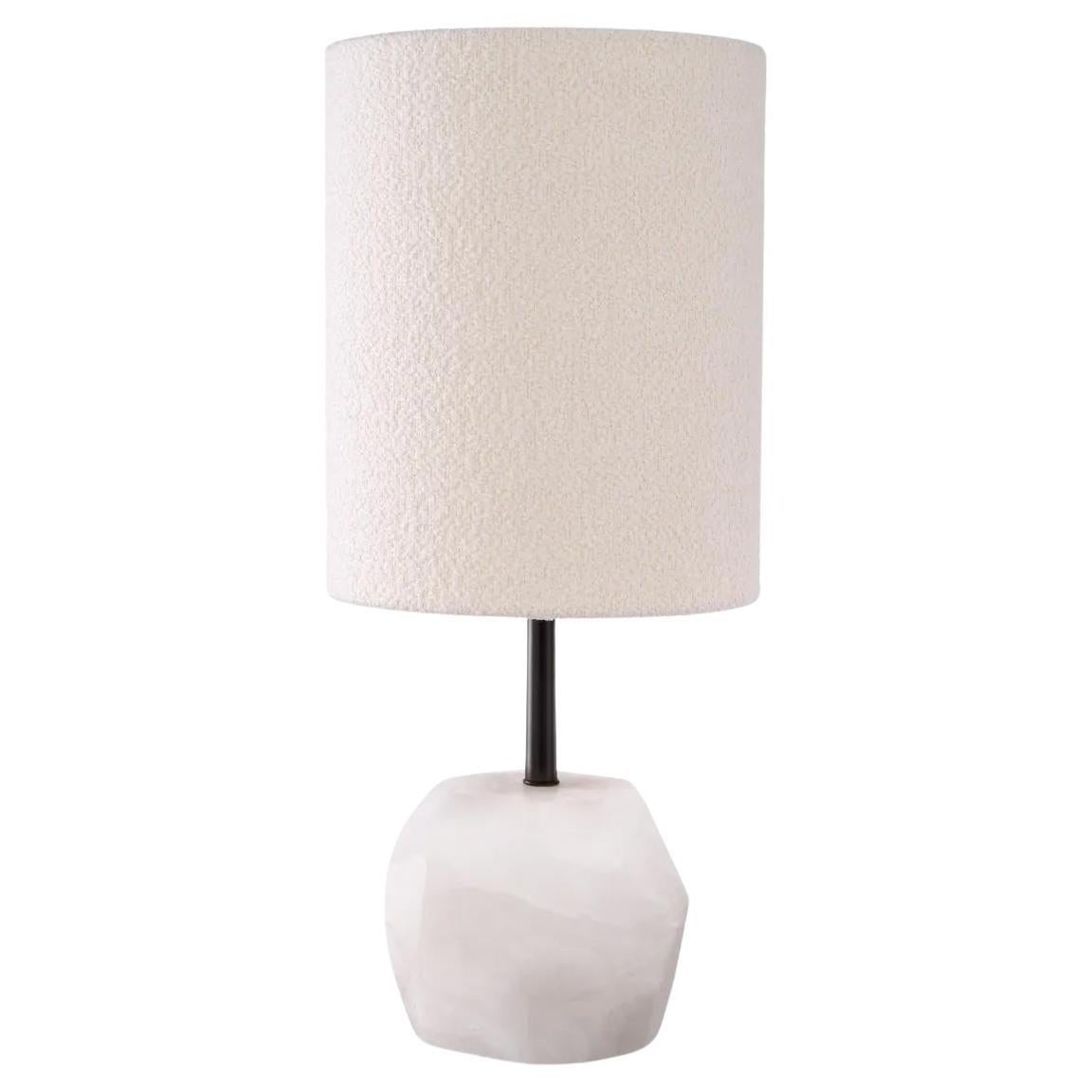 Alabaster base and bouclé lampshade table lamp, 21st Century For Sale ...