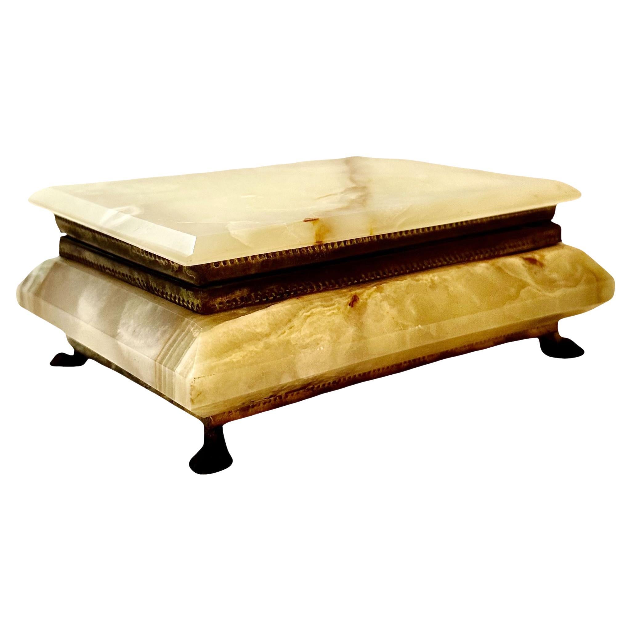 Mid Century Italian White Alabaster Box at 1stDibs