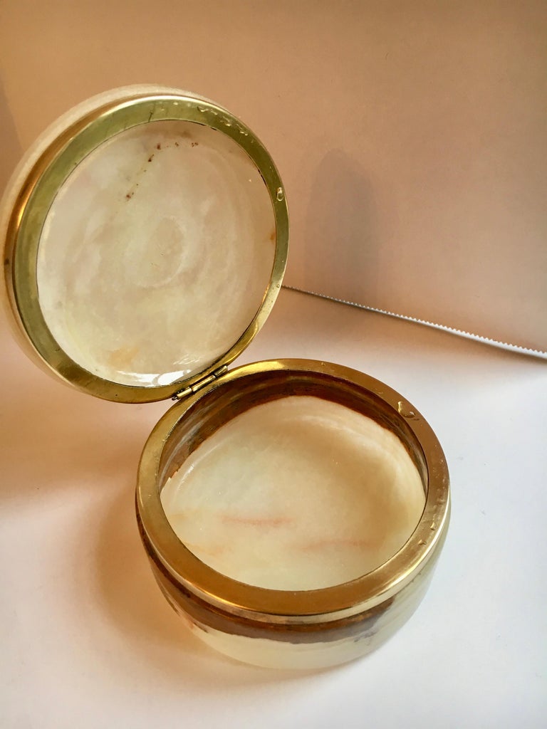 Alabaster Box with Brass Closure at 1stDibs