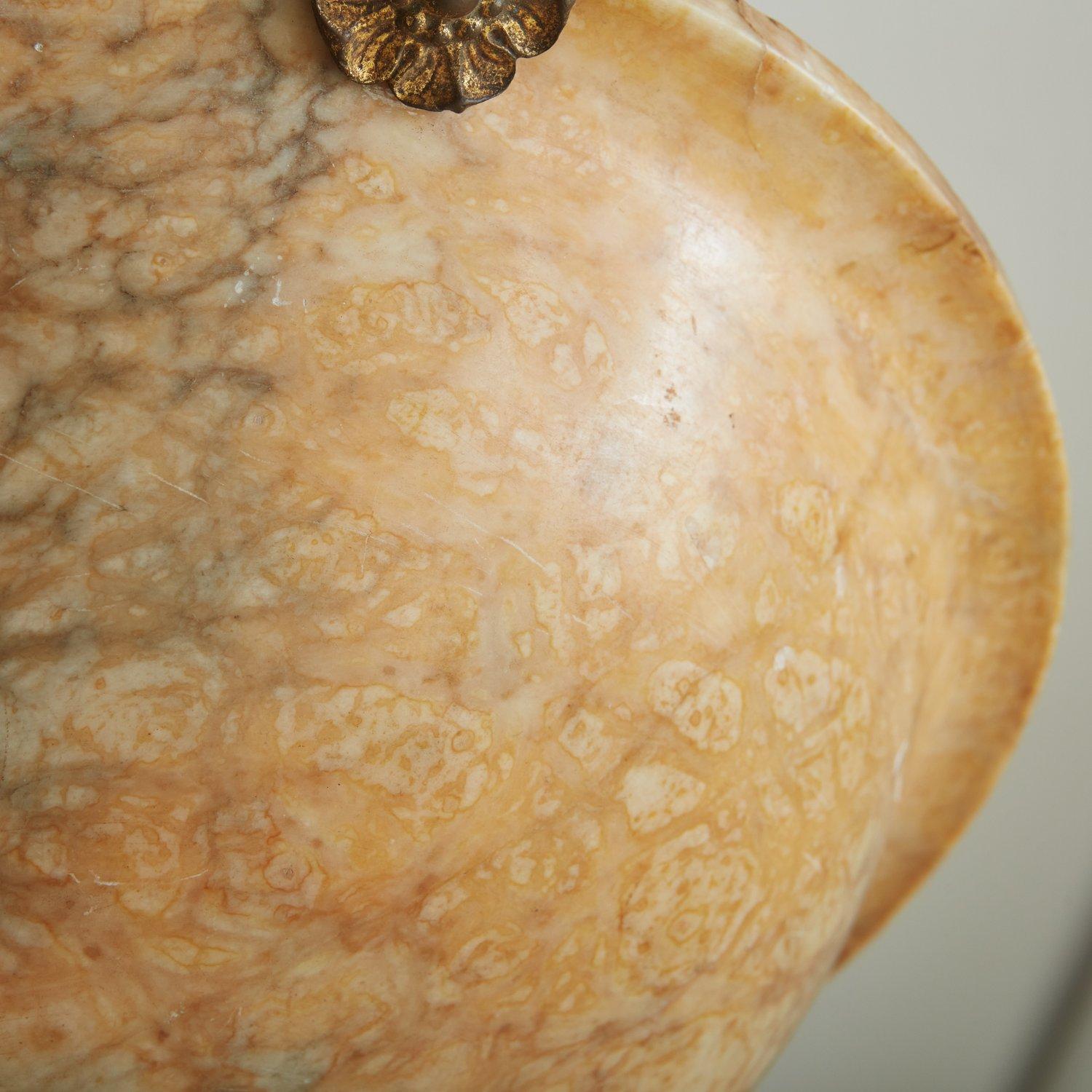 "Alabaster + Bronze Rosette Dome Pendant Light, France 1960s " For Sale ...