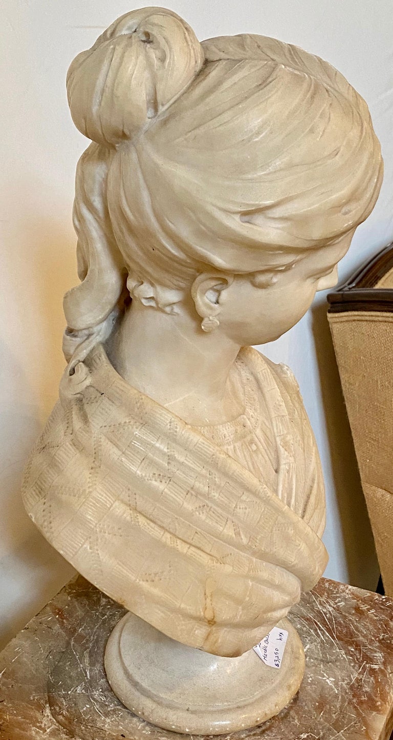 Alabaster Bust of Young Lady and a Bird, 19th-20th Century at 1stDibs