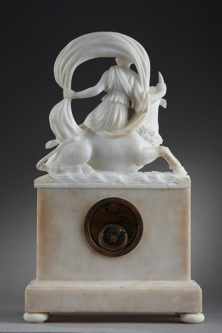 Alabaster Clock, "The abduction of Europa" For Sale at 1stDibs