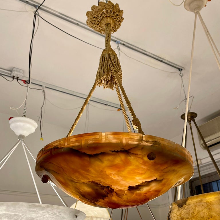 Alabaster Light Fixture with Greek Key, Sweden, 1900 For Sale at ...