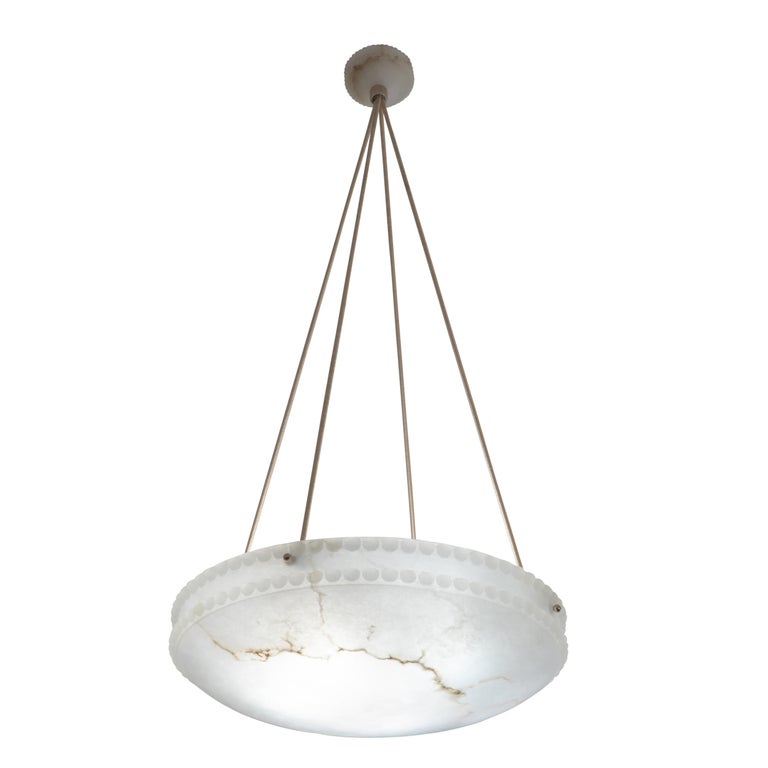 Alabaster Light Fixture with Pearl Detail at 1stDibs