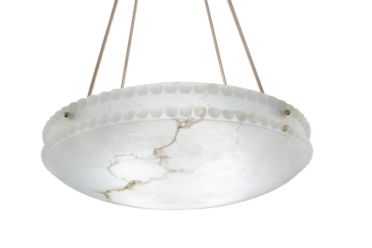 Alabaster Light Fixture with Pearl Detail at 1stDibs