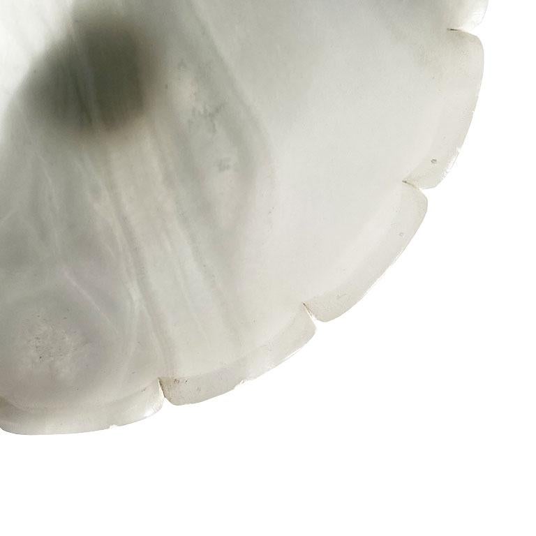 Alabaster Marble Stone Decorative Bowl with Pedestal and Scalloped ...