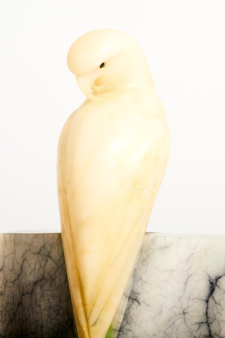 Alabaster Parrot Bookend Set For Sale at 1stDibs