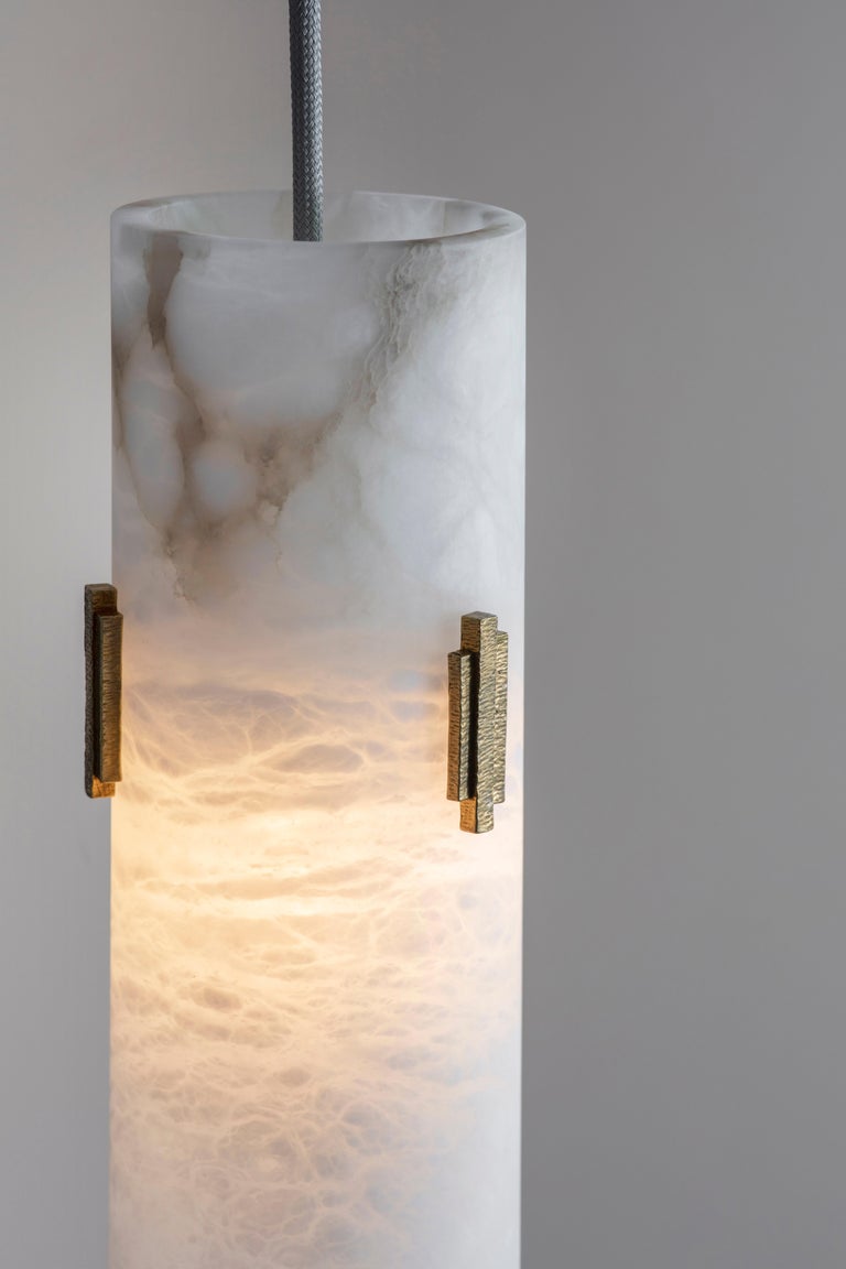 Contemporary Alabaster Pendant in Antique Brass by Tigermoth Lighting ...
