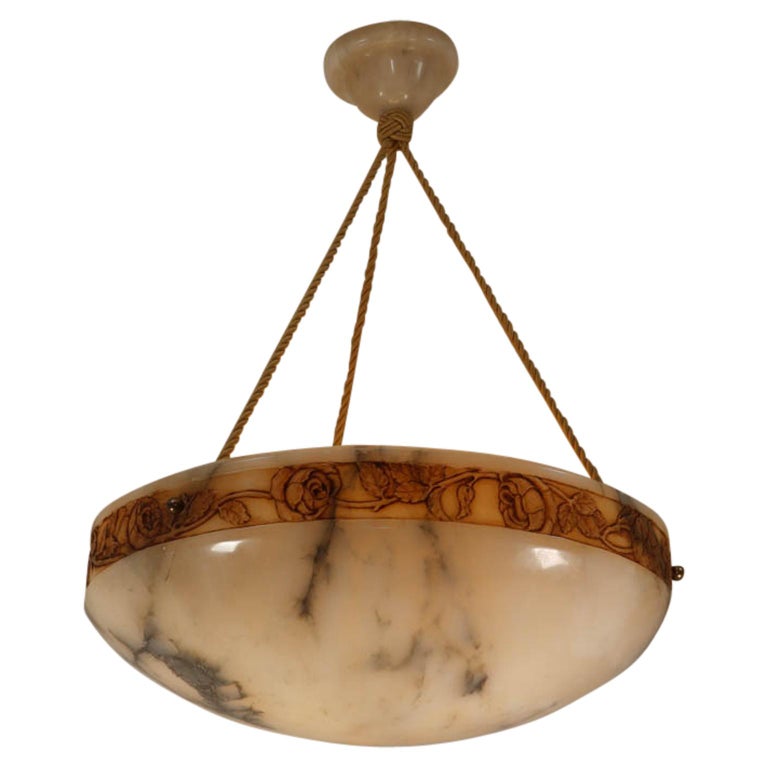 Alabaster Pendant with Rose Relief, Sweden, 1900 at 1stDibs