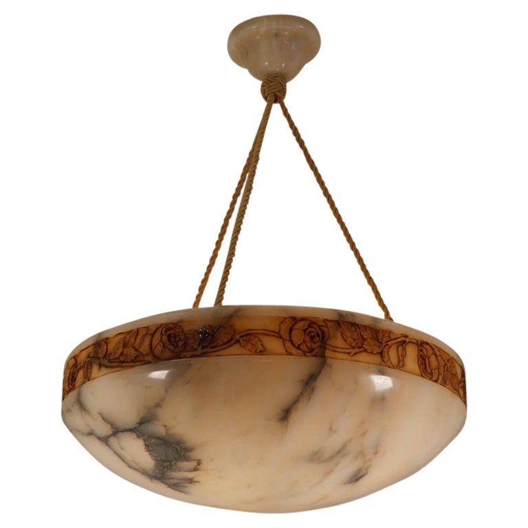 Alabaster Pendant with Rose Relief, Sweden, 1900 at 1stDibs