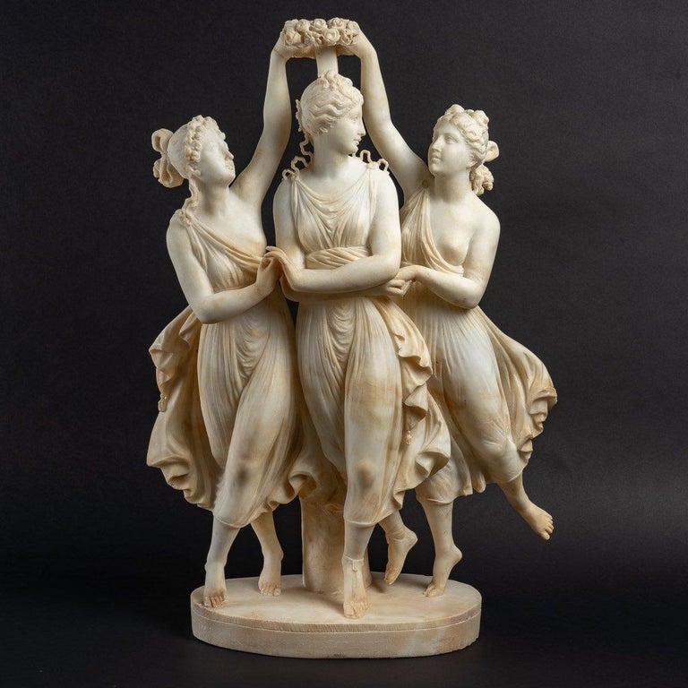 Alabaster-Skulptur „The Three Graces“, Ende des XIX. Jahrhunderts im Angebot bei 1stDibs