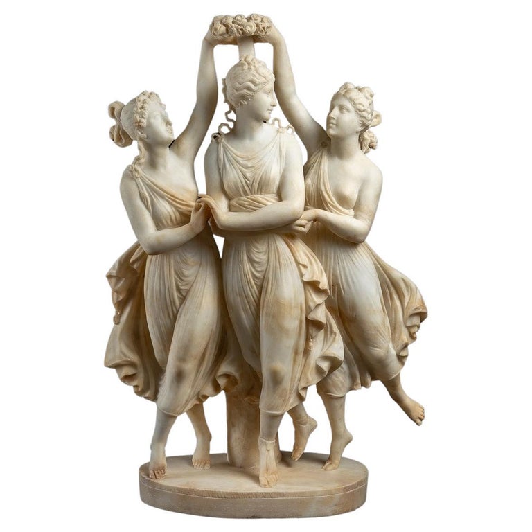 Alabaster Sculpture the Three Graces, End of the 19th Century For Sale ...