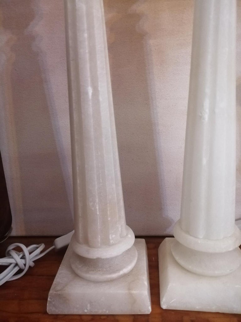 Alabaster Table Lamp Classic Column Form at 1stDibs