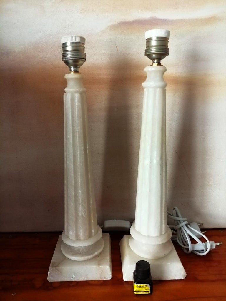 Alabaster Table Lamp Classic Column Form at 1stDibs