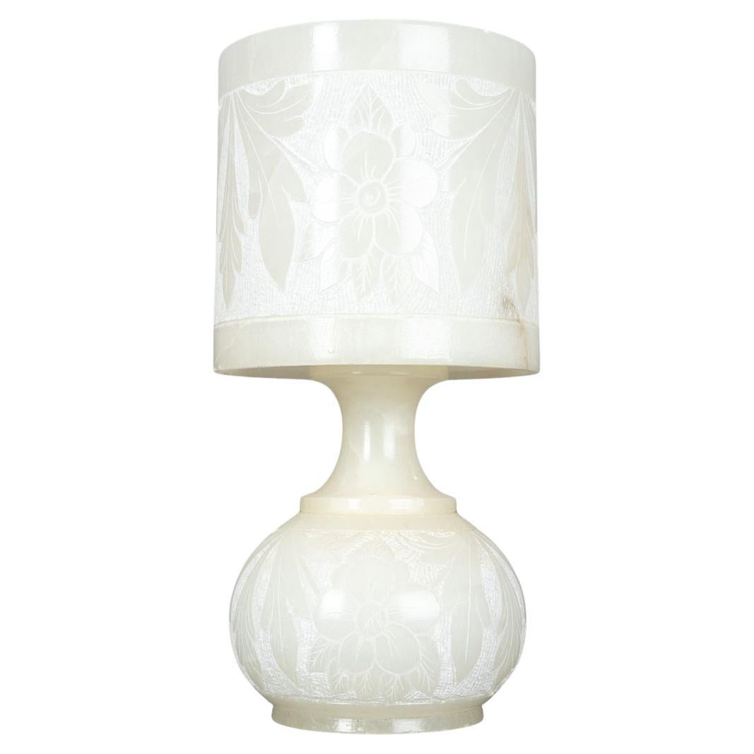 Alabaster Table Lamp with Floral Decorations from the 1980s For Sale at ...