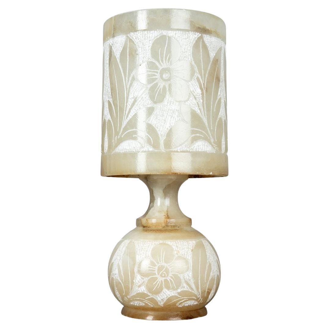 Alabaster Table Lamp with Floral Decorations from the 1980s For Sale at ...