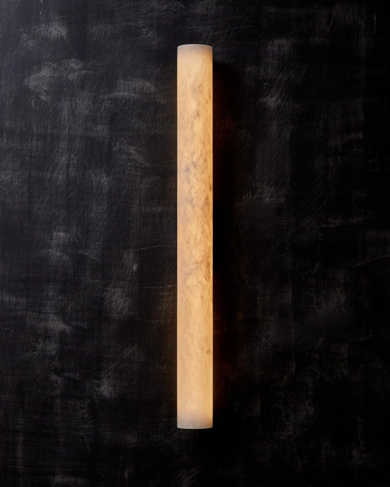 Alabaster Tube and Brass Fitting Wall Sconces by Glustin Luminaires For ...