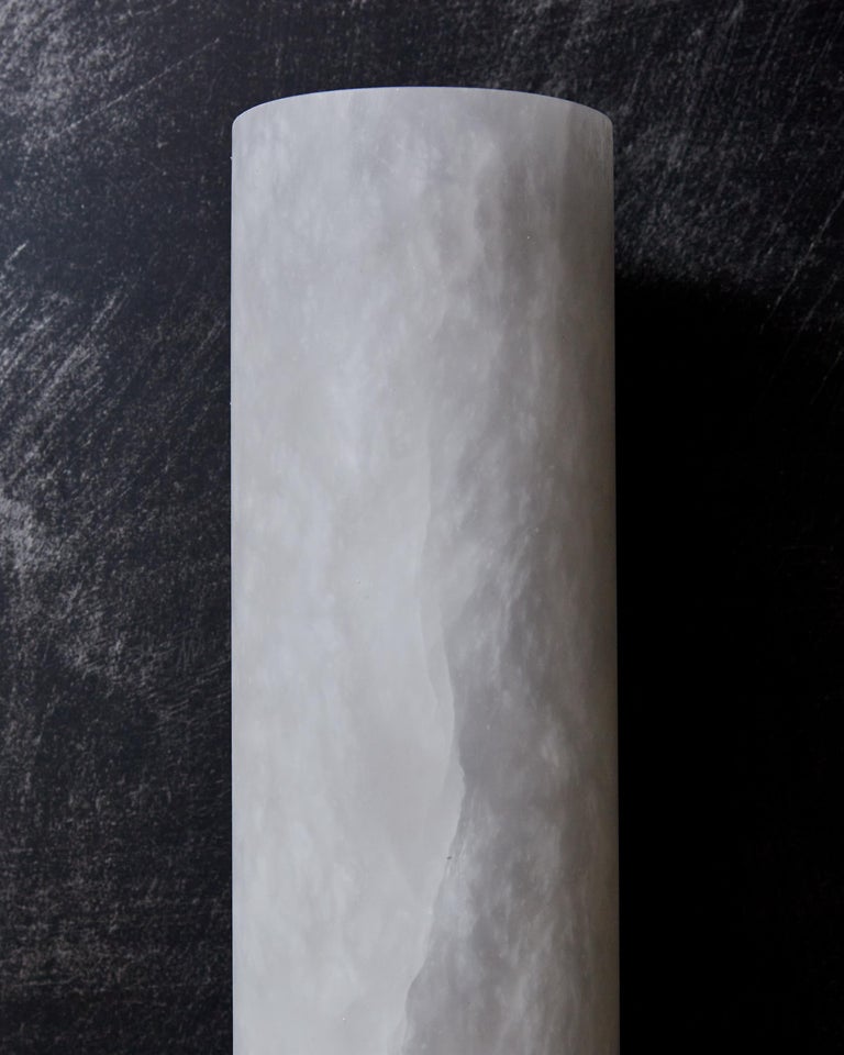 Alabaster Tube and Brass Fitting Wall Sconces by Glustin Luminaires For ...