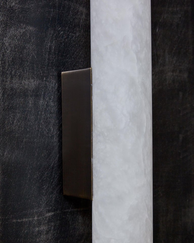 Alabaster Tube and Brass Fitting Wall Sconces by Glustin Luminaires For ...