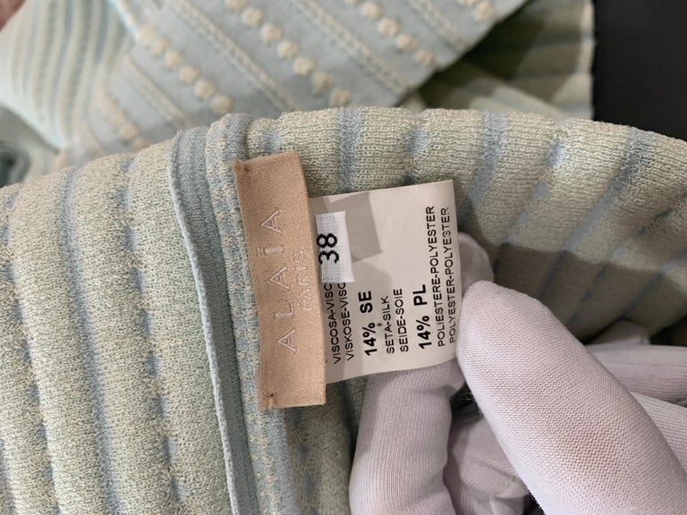 Alaia Baby Blue Ensemble Dress and Crop Jacket Size 38 For Sale at 1stDibs