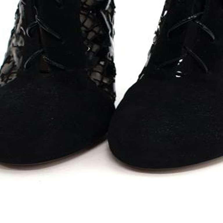 Alaia Black Baroque Filigree Suede Lace-Up Heeled Booties For Sale at ...