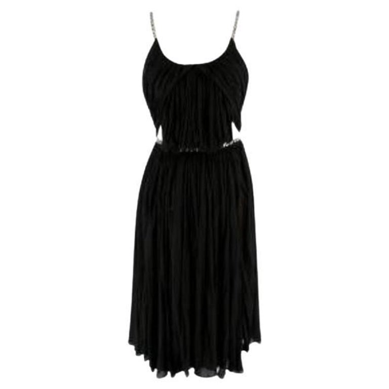 Alaia Black Pleated Chain Strap Dress For Sale at 1stDibs