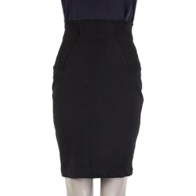 Alaia black rayon Stretch Knit Mini Skirt L For Sale at 1stDibs