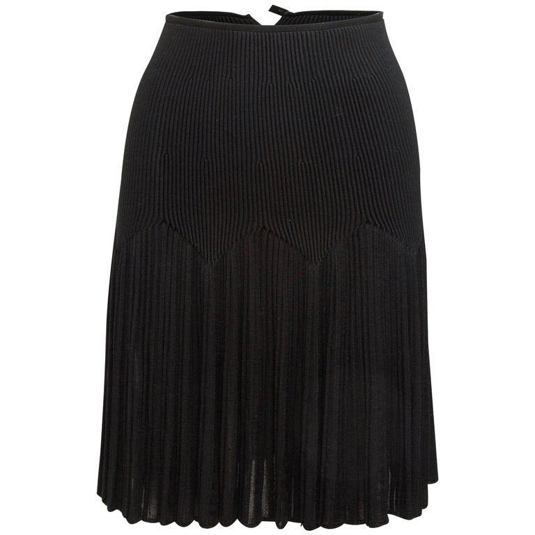 Alaia Black Ribbed Knit Skirt For Sale at 1stDibs