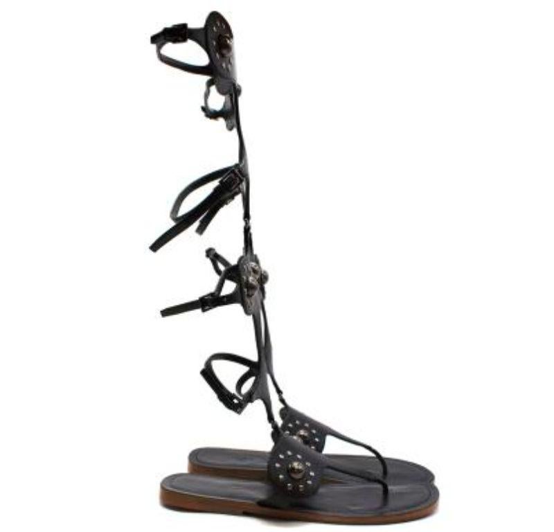 Alaia Black Studded Leather Gladiator Sandals For Sale at 1stDibs