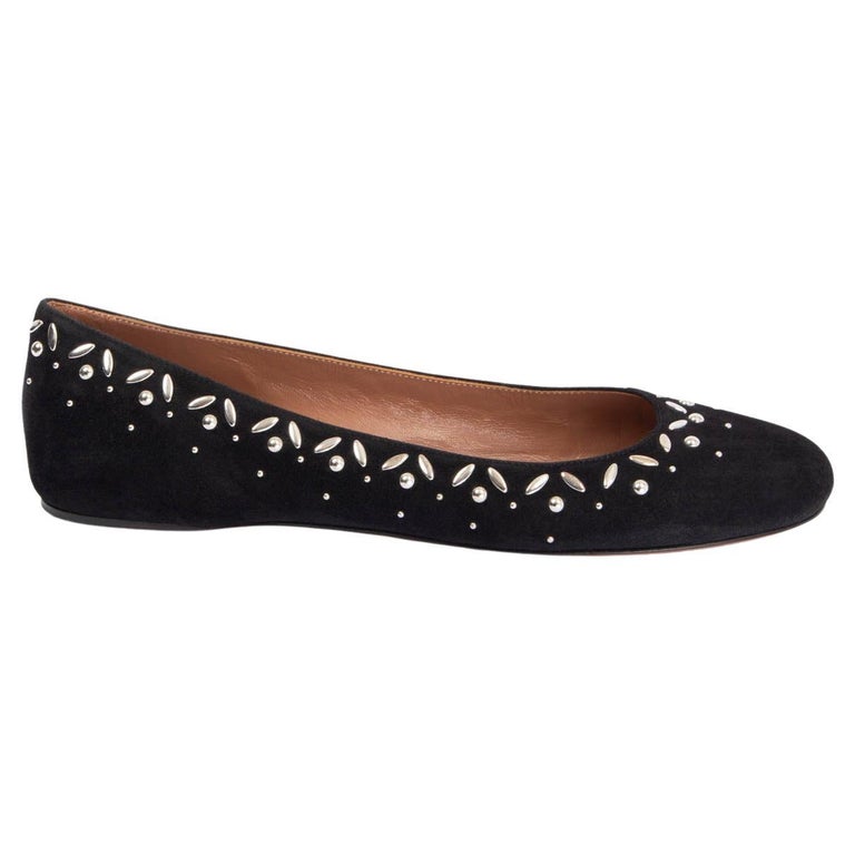 ALAIA black suede STUDDED Ballet Flats Shoes 38 For Sale at 1stDibs