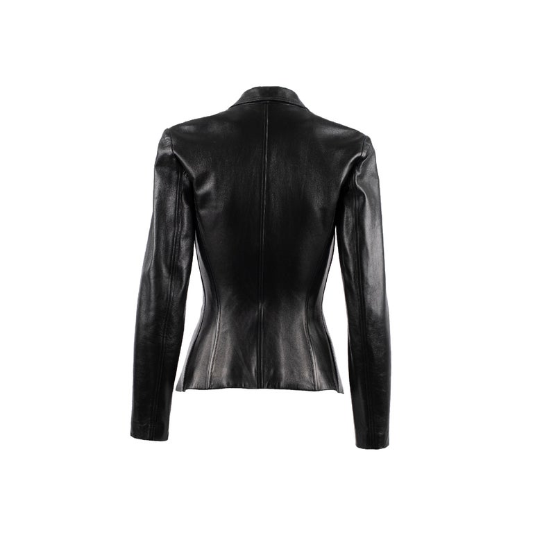 Alaïa Boned Bustier Leather Blazer - '90s For Sale at 1stDibs