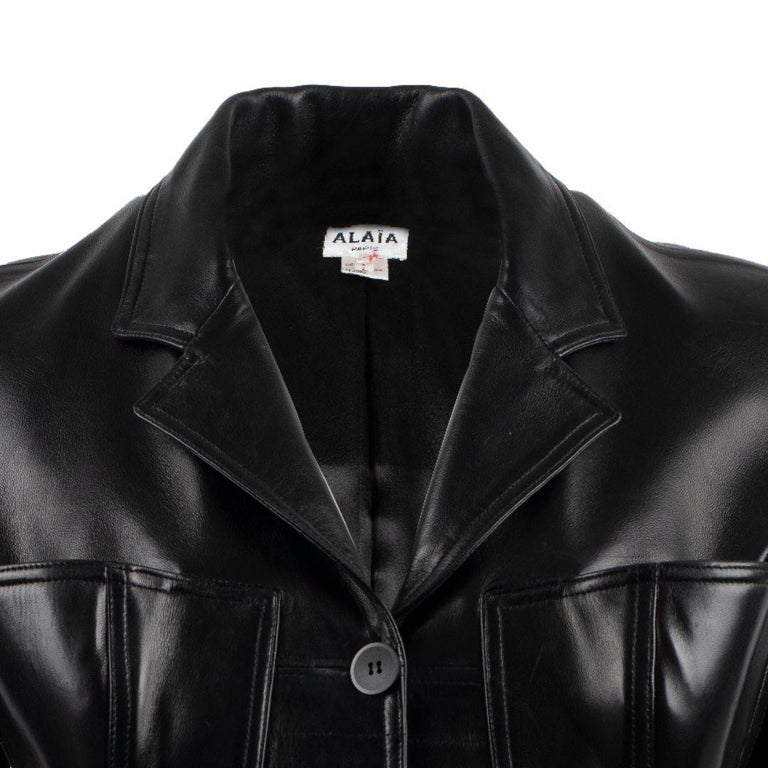 Alaïa Boned Bustier Leather Blazer - '90s For Sale at 1stDibs
