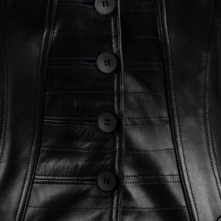 Alaïa Boned Bustier Leather Blazer - '90s For Sale at 1stDibs