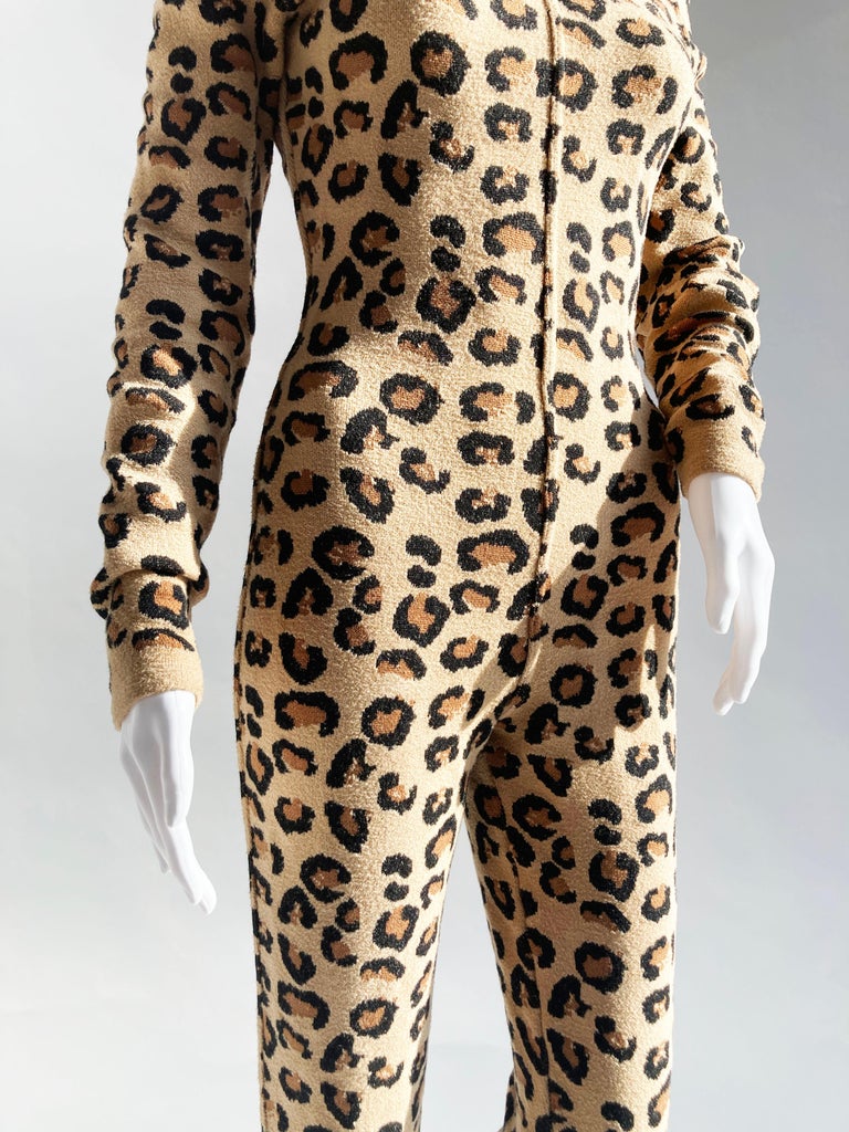 Alaïa FW1991 Leopard Knit Jumpsuit For Sale at 1stDibs